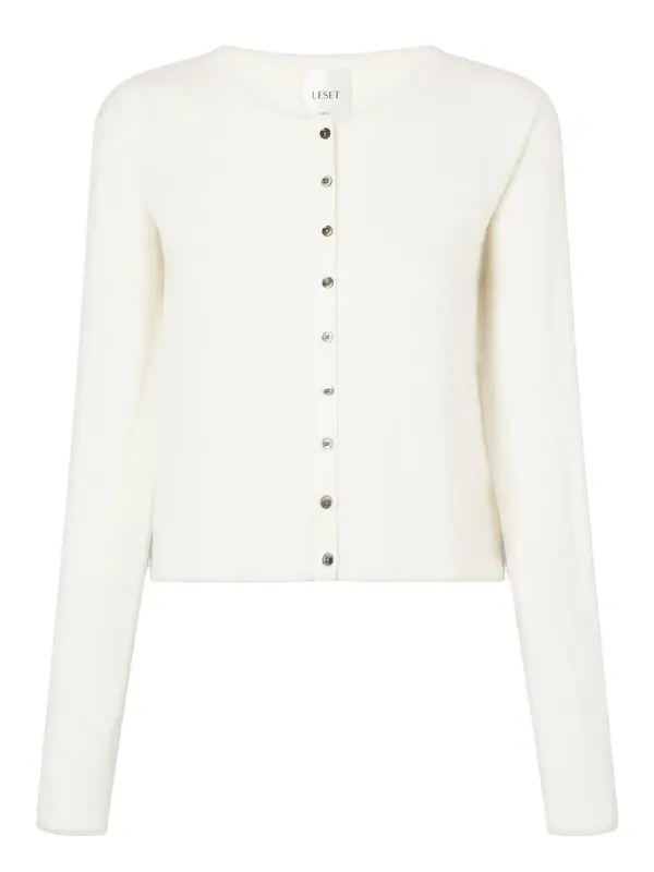 LESET James Merino Wool Cardigan - White
