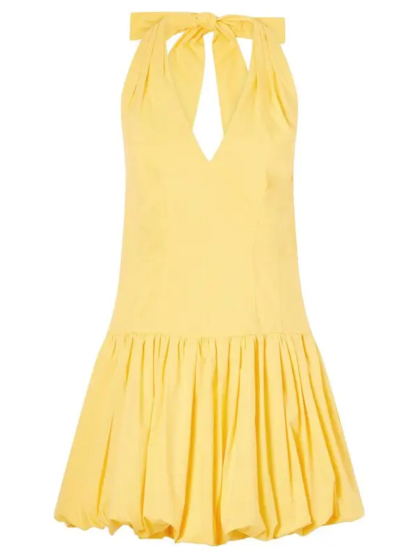 Simkhai Brooke Cotton-blend Halterneck Mini Dress - Yellow