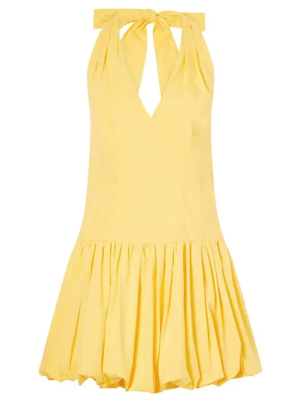 Simkhai Brooke Cotton-blend Halterneck Mini Dress - Yellow