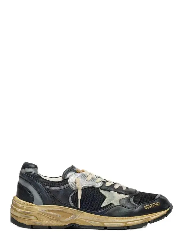 GOLDEN GOOSE Dad-star Sneakers In Silver Mesh And Nappa With Ice-gray Star - Black
