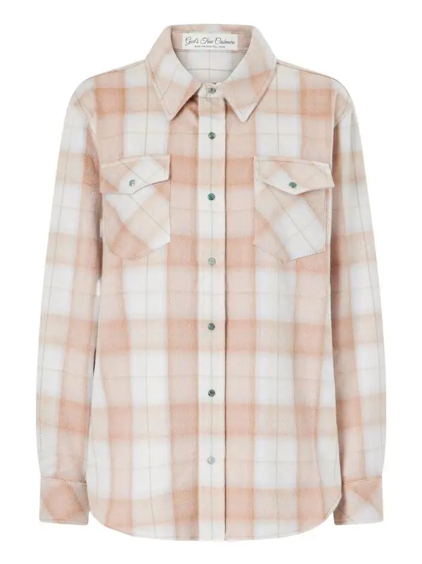 GOD’S TRUE CASHMERE Champagne Plaid Cashmere Shirt - Neutrals