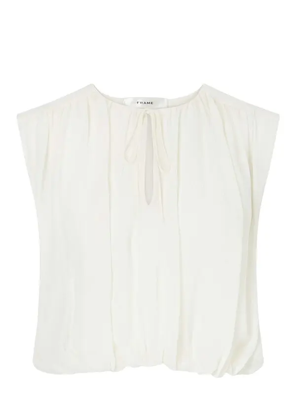 FRAME Wave Cropped Silk Top - Cream