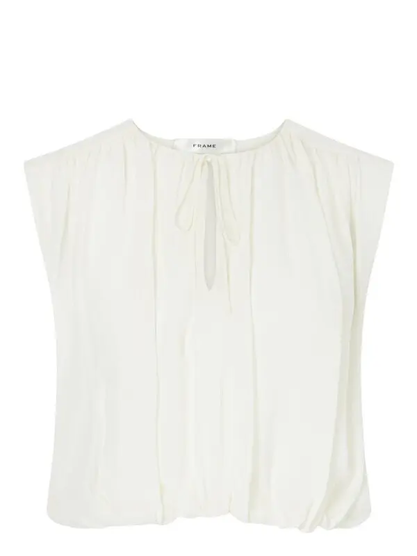 FRAME Wave Cropped Silk Top - Neutrals