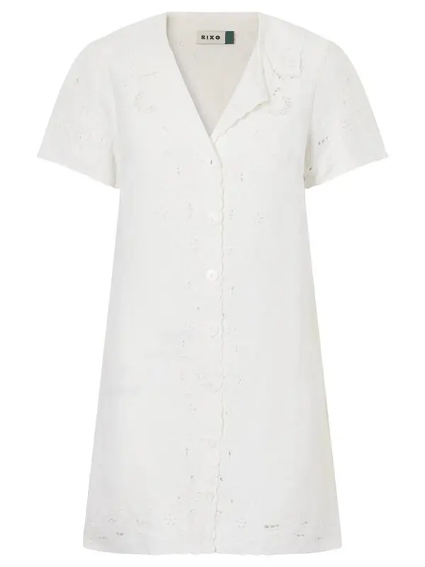 Rixo Zayanna Broderie Anglaise Mini Dress - White
