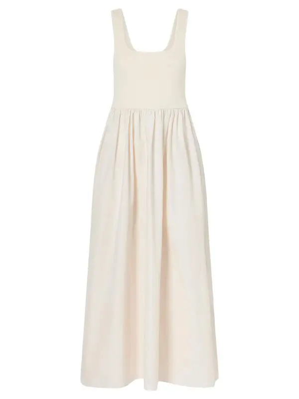 Matteau Stretch-knit And Cotton-poplin Maxi Dress - Neutrals