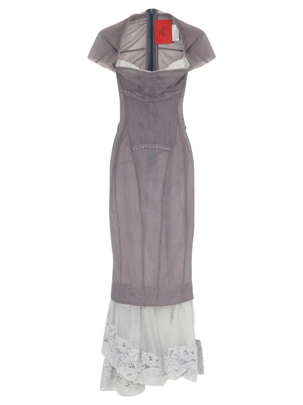 DILARA FINDIKOGLU Cloudy Border" Lace-trimmed Midi Dress - Gray