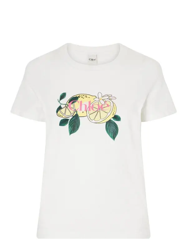 Chloé La Plage" Printed Cotton Jersey T-shirt - White