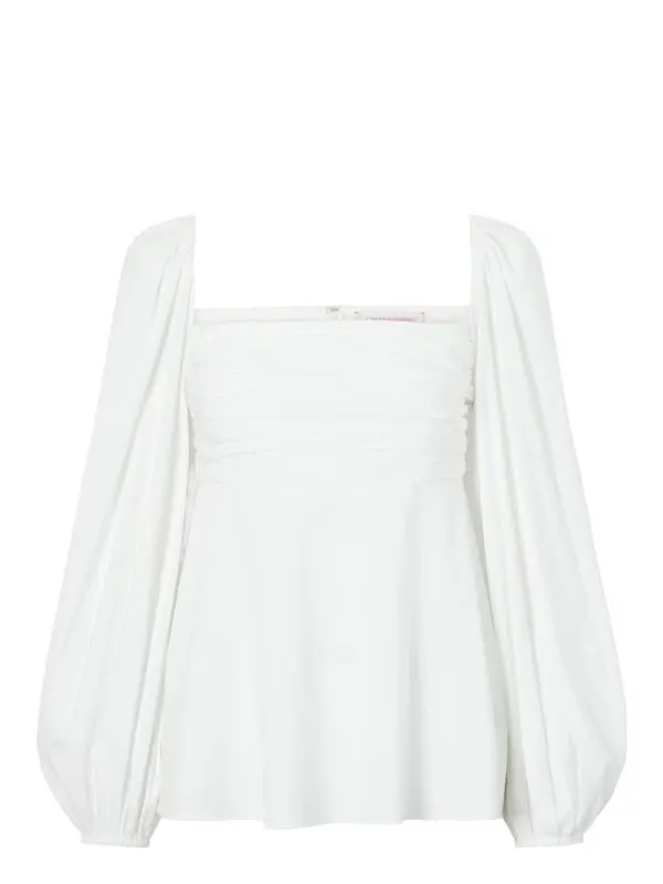 Carolina Herrera Cotton-blend Poplin Blouse With Voluminous Sleeves - White