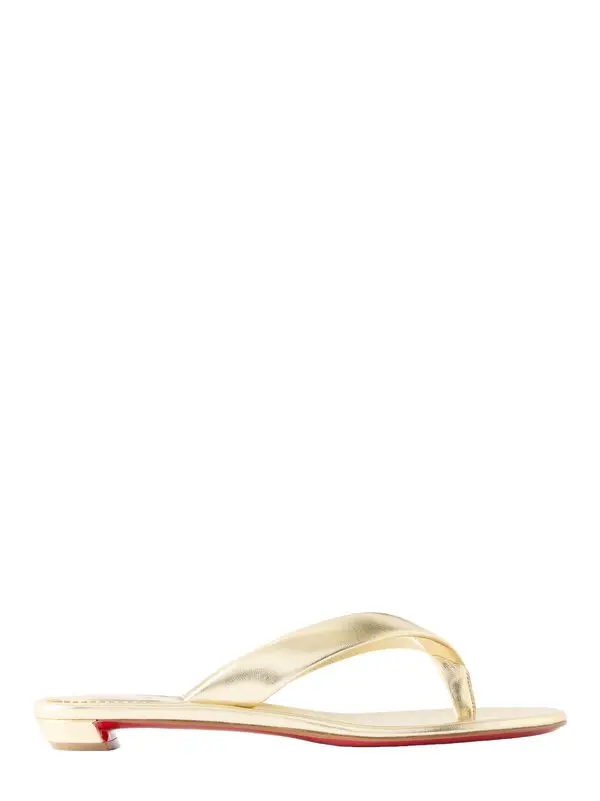 CHRISTIAN LOUBOUTIN Miss Z Metallic Leather Thong Sandals - Gold