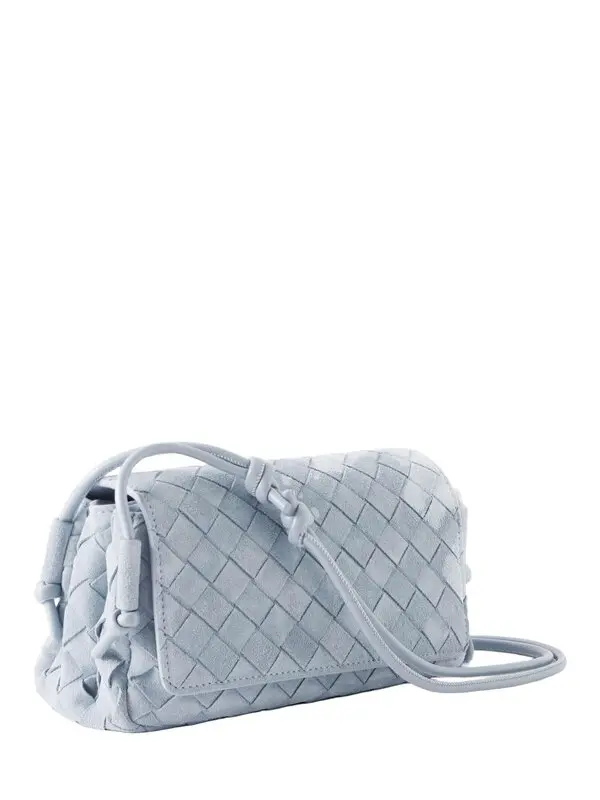 Bottega Veneta Notturno Intrecciato Suede Shoulder Bag - Blue
