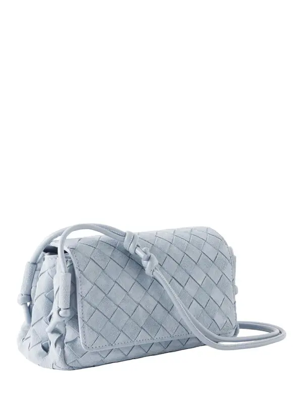 Bottega Veneta Notturno Intrecciato Suede Shoulder Bag - Blue