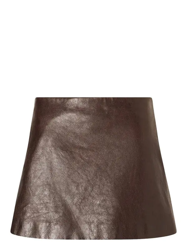 Balenciaga Crinkled Leather Mini Skirt - Brown