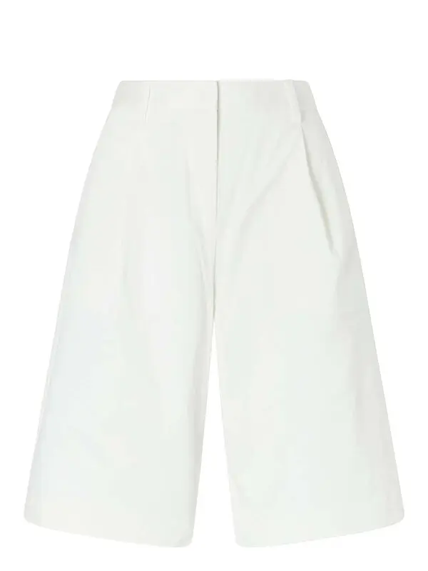 Matteau Pleated Organic Cotton-blend Twill Shorts - White