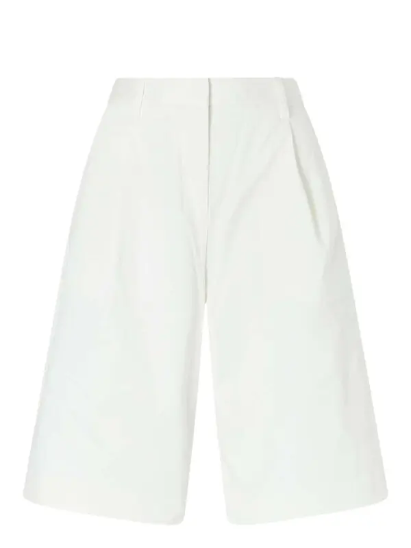 Matteau Pleated Organic Cotton-blend Twill Shorts - White