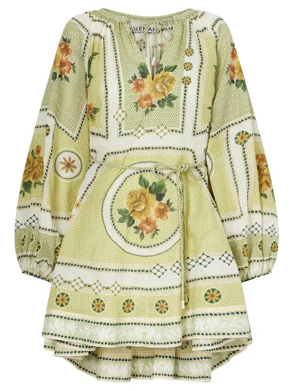 ALEMAIS Dixie Floral Ramie Mini Dress - Green