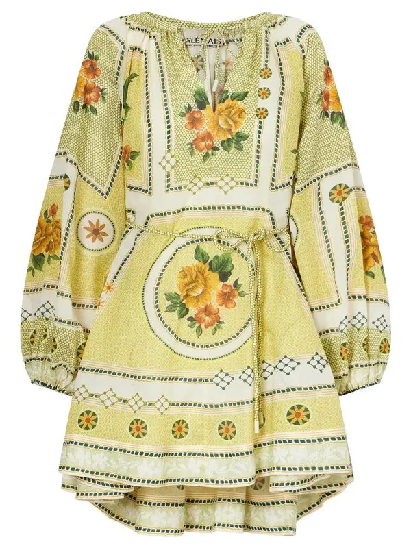ALEMAIS Dixie Floral Ramie Mini Dress - Green