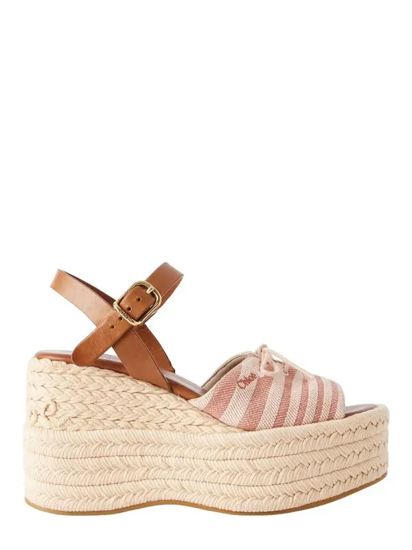 Chloé Leather-trimmed Striped Canvas Platform Sandals - Pink