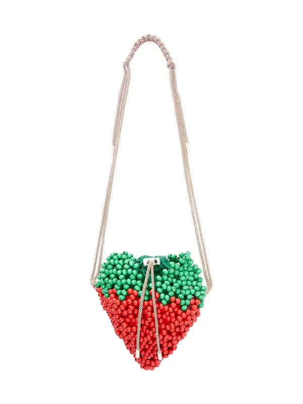 ALEMAIS Strawberry Beaded Shoulder Bag - Red