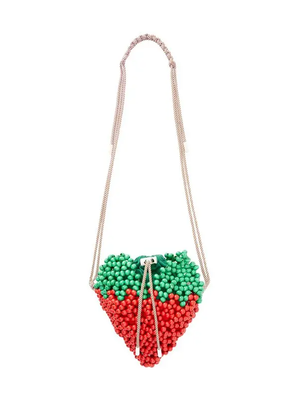 ALEMAIS Strawberry Beaded Shoulder Bag - Red