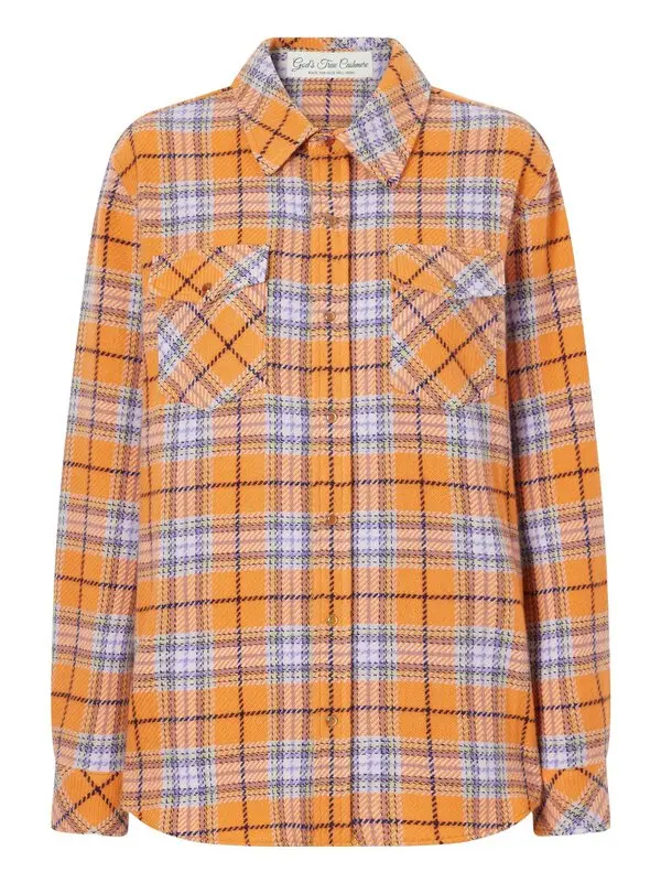 GOD’S TRUE CASHMERE God's True Cashmere Checked Cashmere Shirt - Orange