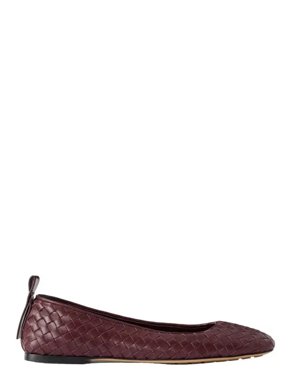 Bottega Veneta Charlotte Intrecciato Leather Ballet Flats - Burgundy