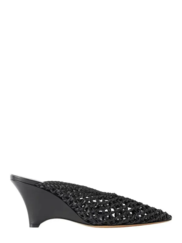 Le Monde Beryl Victoria Woven Leather Mules - Black