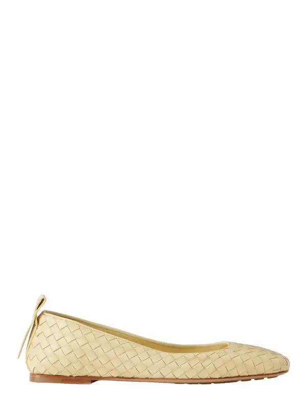 Bottega Veneta Charlotte Intrecciato Leather Ballet Flats - Yellow