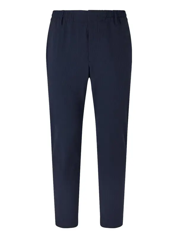 Nn07 Billie Straight-leg Seersucker Drawstring Trousers - Blue
