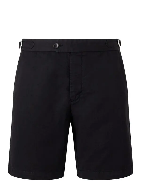 Mr P. Straight-leg Cotton And Linen-blend Bermuda Shorts - Black