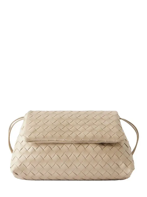Bottega Veneta Giorno Intrecciato Leather Shoulder Bag - Neutrals