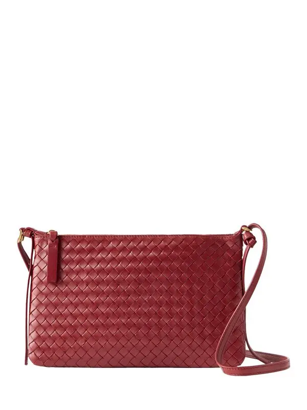 Bottega Veneta Intrecciato Leather Pouch - Red