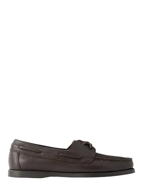 MORJAS Full-grain Leather Boat Shoes - Brown
