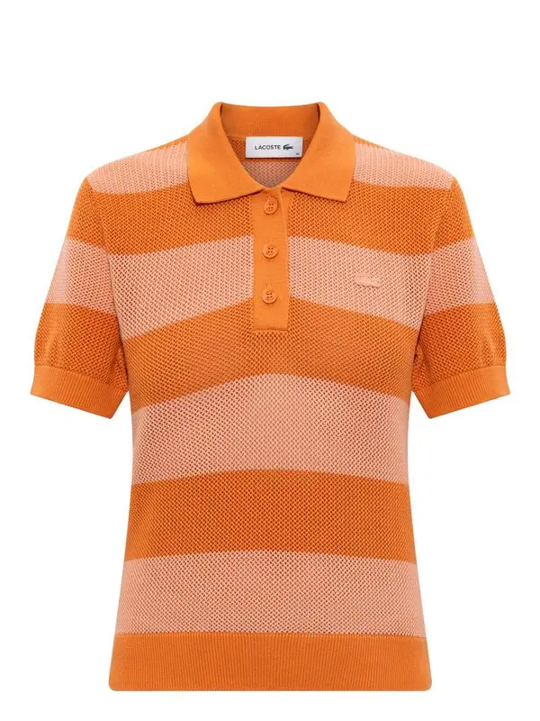 Lacoste Striped Pattern Polo Shirt - Orange