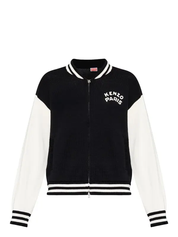 Kenzo Zip-up Varsity Cardigan - Black
