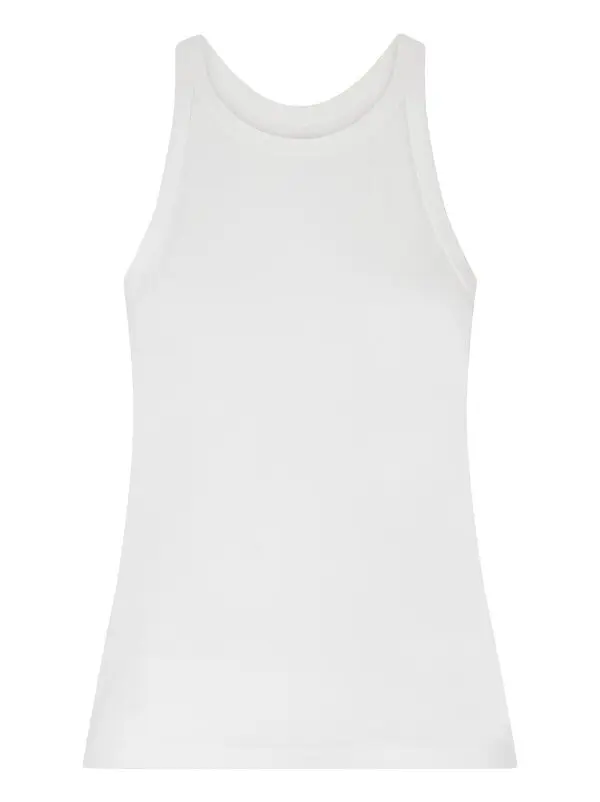 Another Tomorrow Racerback Tank In Lyocell And Cotton-blend - White