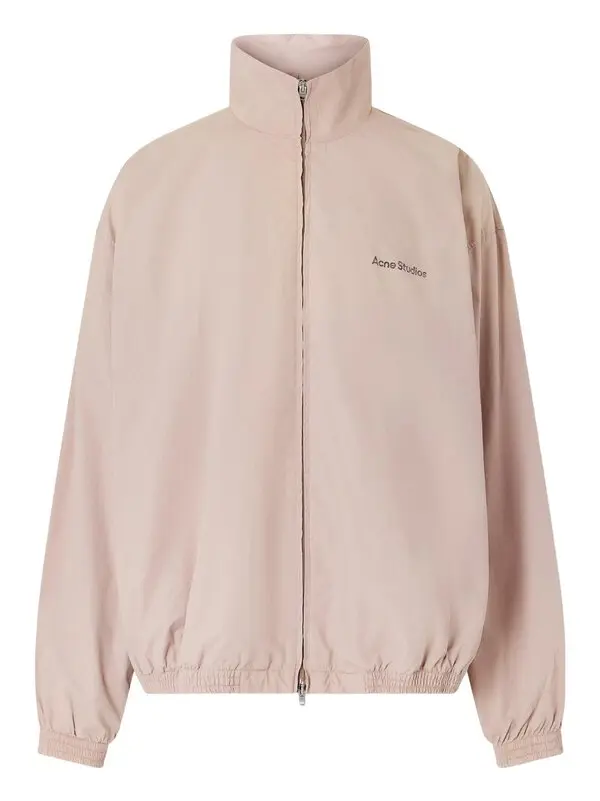 Acne Studios Olando Logo-print Cotton-poplin Zip-up Track Jacket - Neutrals