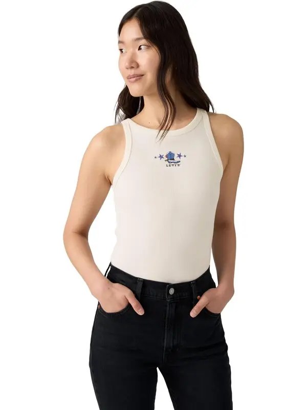 LEVI'S Graphic Logo Racer Tank Top - Mini Boot Egret