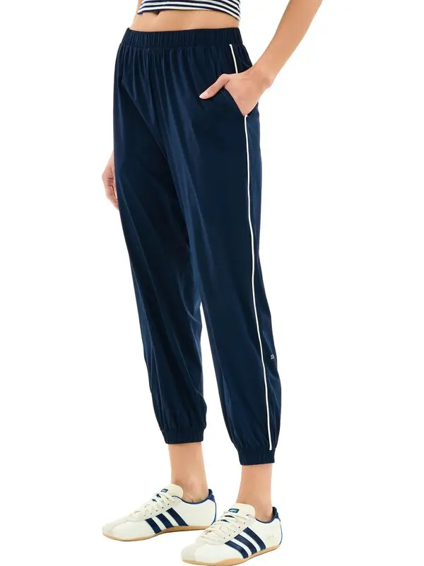 Splits59 Megan Woven Nylon Jogger With Piping - Indigo/creme