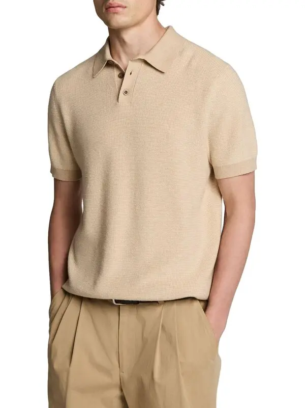 Vince Colorblock Feed-stripe Cotton-cashmere Polo Sweater - Light Heather Pecan/smock White