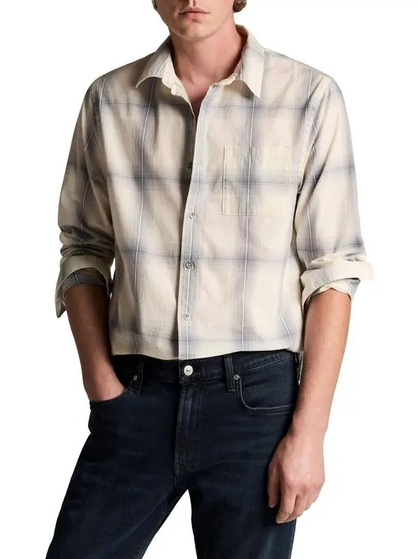 Vince Townes Plaid Cotton Button-front Shirt - Blanco/hawk Blue