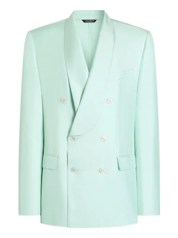 Dolce & Gabbana Sicilia Light Double-breasted Jacket In Silk Twill - Azure
