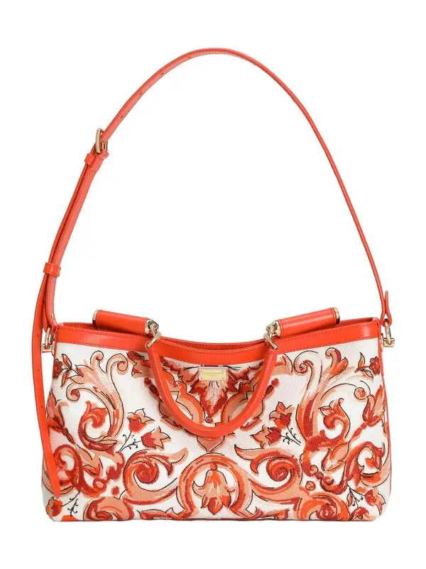 Dolce & Gabbana Medium Vittoria Handbag With Majolica Embroidery - Orange