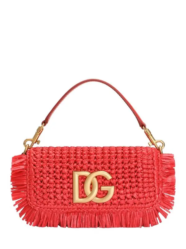Dolce & Gabbana Raffia Shoulder Bag With Fringe And Dg Logo - Red