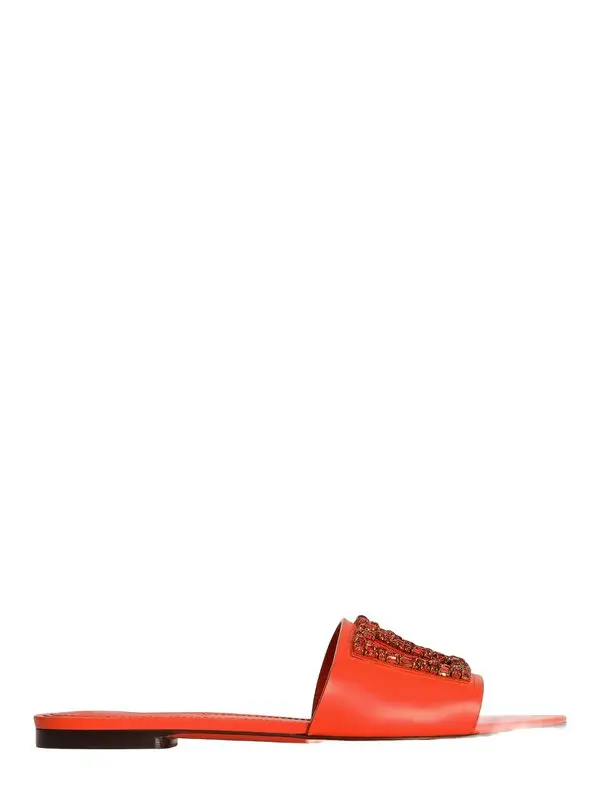 Dolce & Gabbana Embellished Calfskin Flat Slides - Multicolor