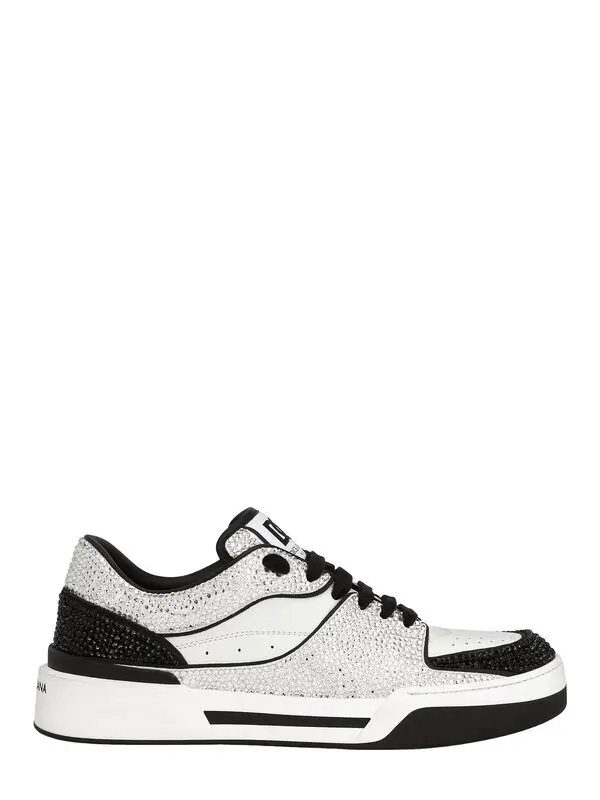 Dolce & Gabbana Calfskin New Roma Sneakers With Rhinestones - Multicolor