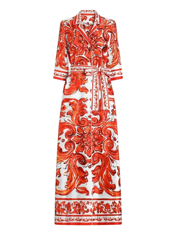 Dolce & Gabbana Majolica-print Silk Robe-style Coat - Multicolor