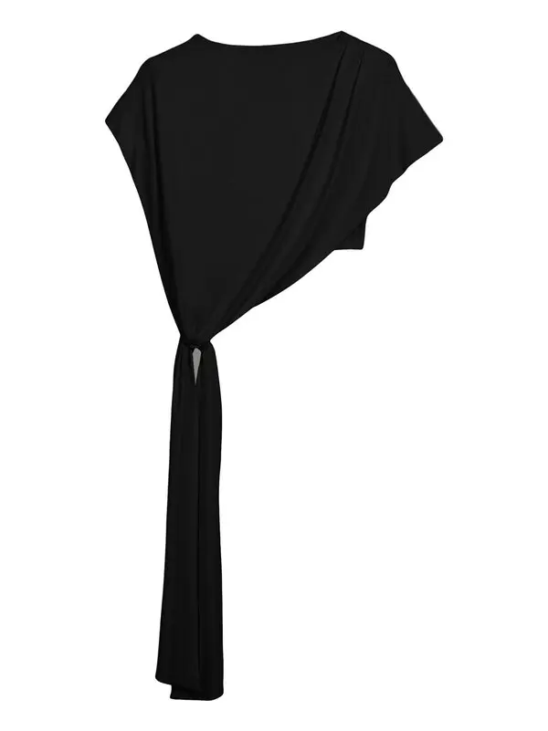 NOCTURNE Asymmetric Tie-detail Blouse - Black