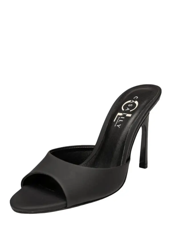 CASA LILY Ana Como Mule Stiletto Heel, Round Toe - Black