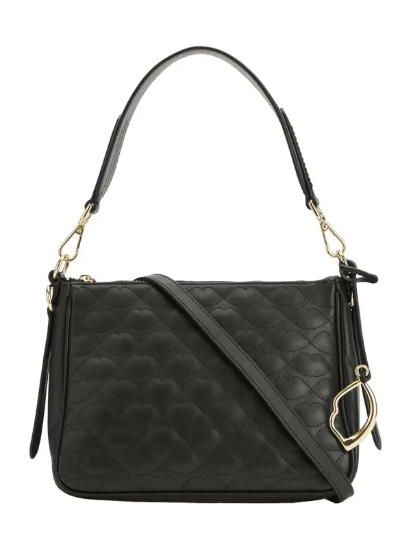 Lulu Guinness Quilted Lip Leather Crossbody Bag - Black
