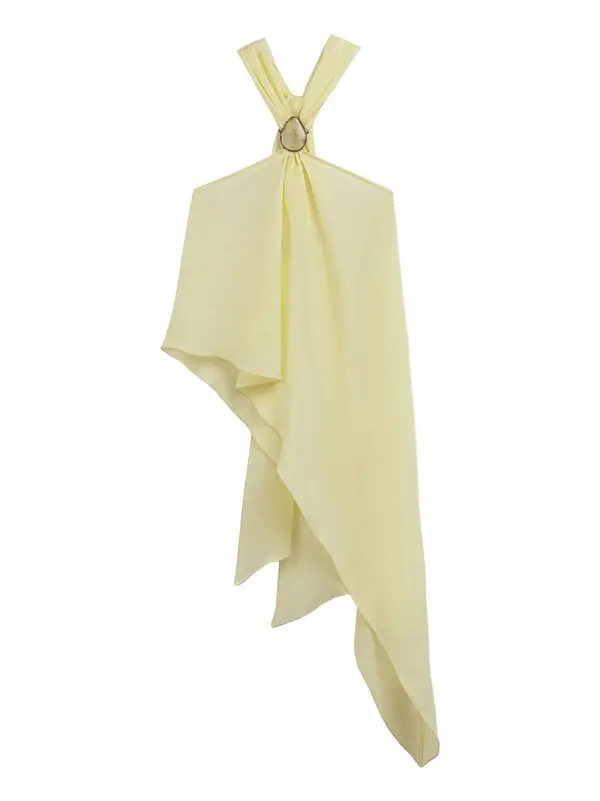 NOCTURNE Sleeveless Halter Blouse With Draped Detail - Yellow